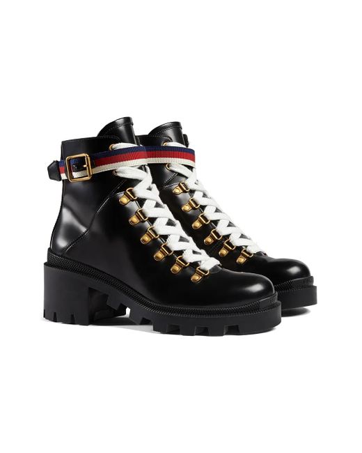 Gucci Ankle Boot With Sylvie Web in Black | Lyst