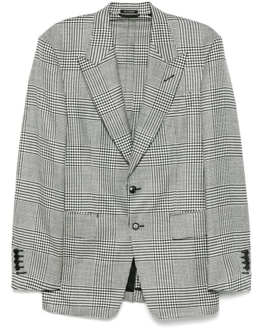Tom Ford Prince Of Wales-Pattern Blazer in Grey for Men | Lyst UK