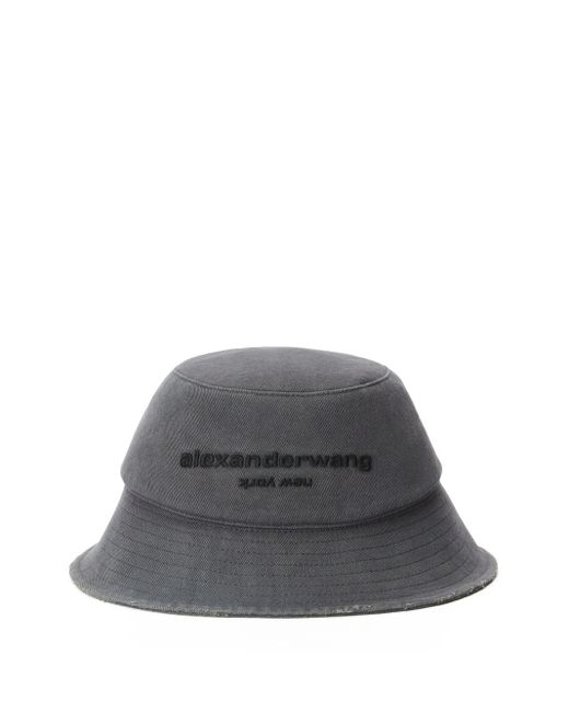 Alexander Wang Distressed Logo Bucket Hat in Grey | Lyst UK