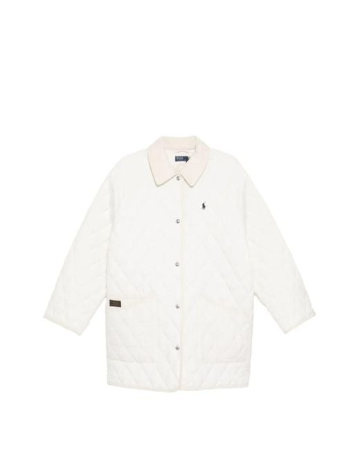 Polo Ralph Lauren Logo-Embroidered Quilted Puffer Jacket in White | Lyst UK