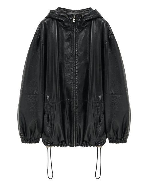 Loewe Zip Closure Hooded Jacket in Black for Men | Lyst