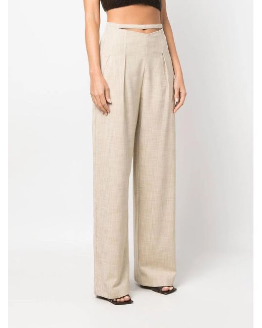 Cult Gaia Cut-Out Wide-Leg Trousers in Natural | Lyst