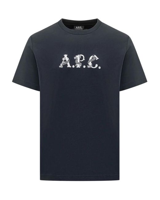 A.P.C. T-Shirt With Creative Printed Logo in Blue for Men | Lyst UK
