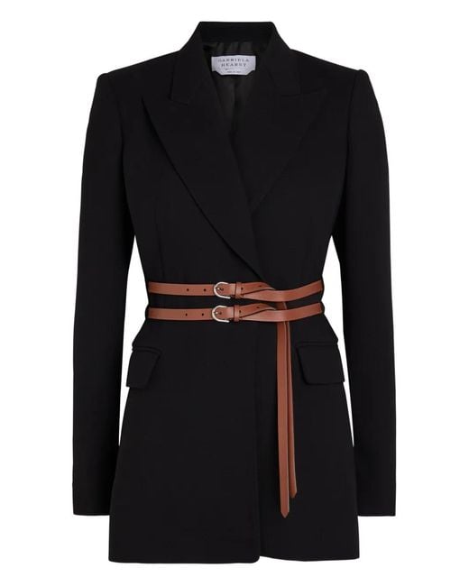 Gabriela Hearst Double-Breasted Belted Blazer in Black | Lyst UK