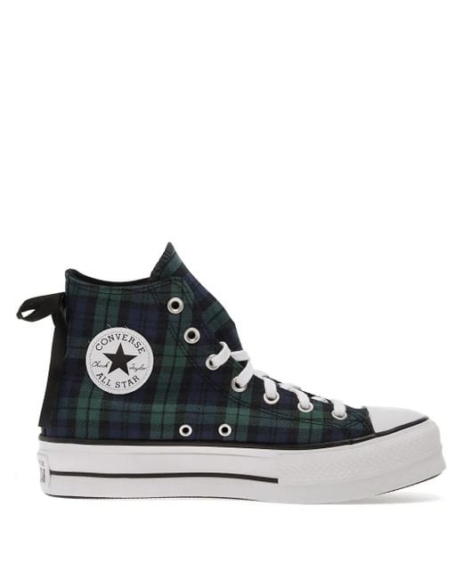 Converse Chuck Taylor All Star Lift Plaid-Pattern Sneakers in Black ...