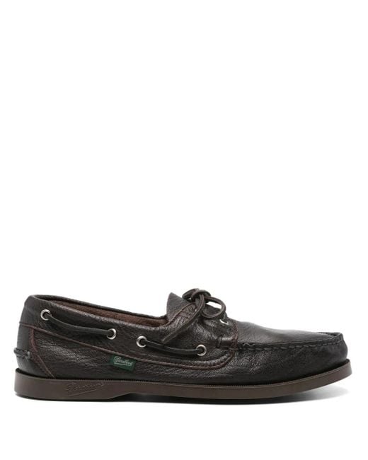 Paraboot Leather Boat Shoes in Black for Men | Lyst