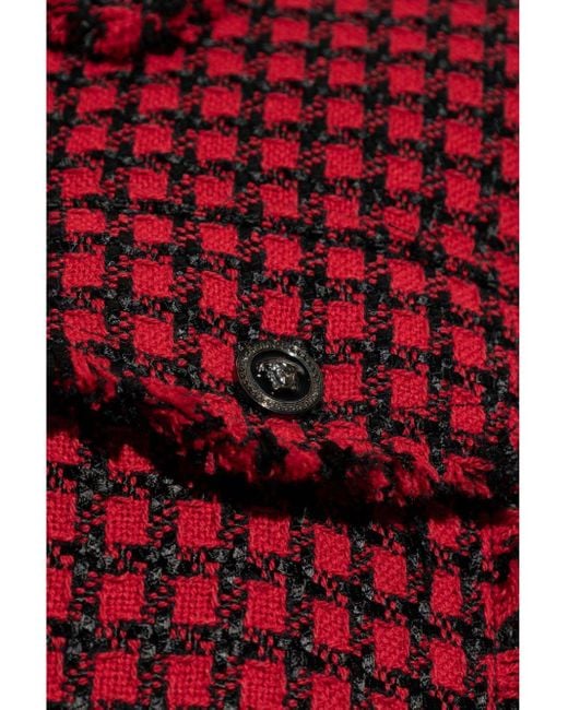 Versace Tweed Shirt Jacket in Red for Men | Lyst