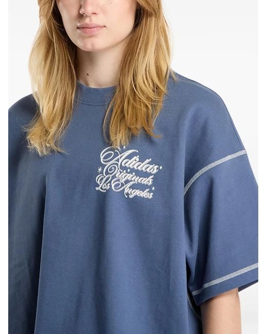 adidas Short-sleeve Stitch T-shirt in Blue | Lyst UK