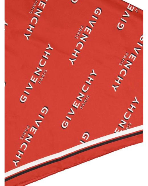 Givenchy Logo-Lettering Silk Scarf in Red | Lyst UK