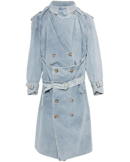 JUNTAE KIM Corset Trench Coat in Blue | Lyst