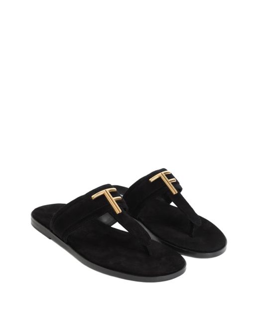 Tom Ford Leather Slides in Black for Men | Lyst