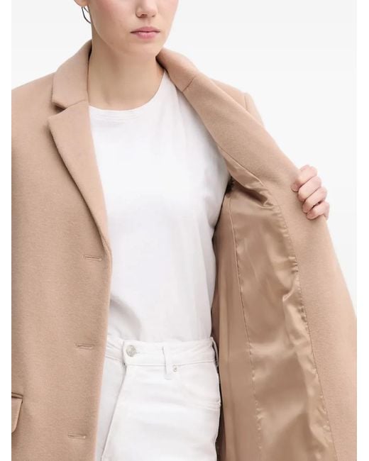 Benetton Button-Fastening Coat in Natural | Lyst UK