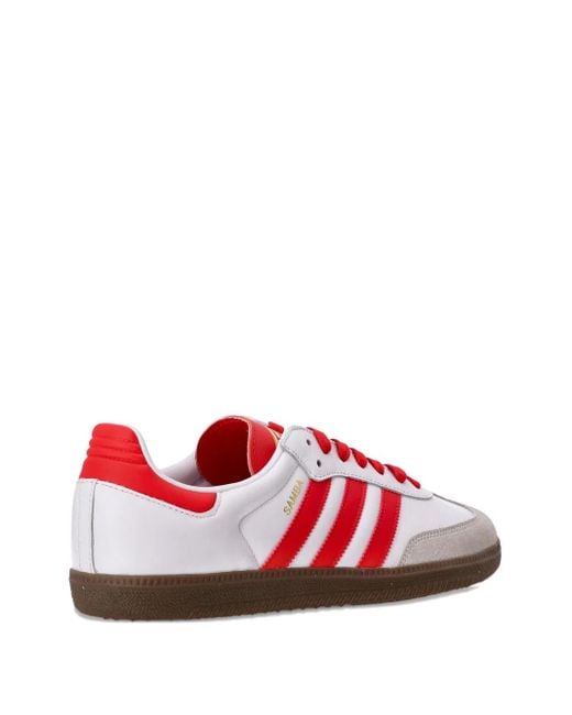 adidas Samba Three-Stripe Sneakers in Red for Men | Lyst