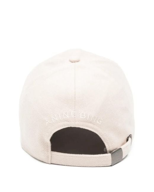Anine Bing Jeremy Logo-Embroidery Cap in Natural | Lyst
