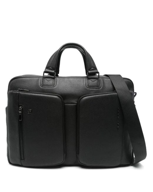 Piquadro Leather 15" Laptop Bag in Black for Men | Lyst