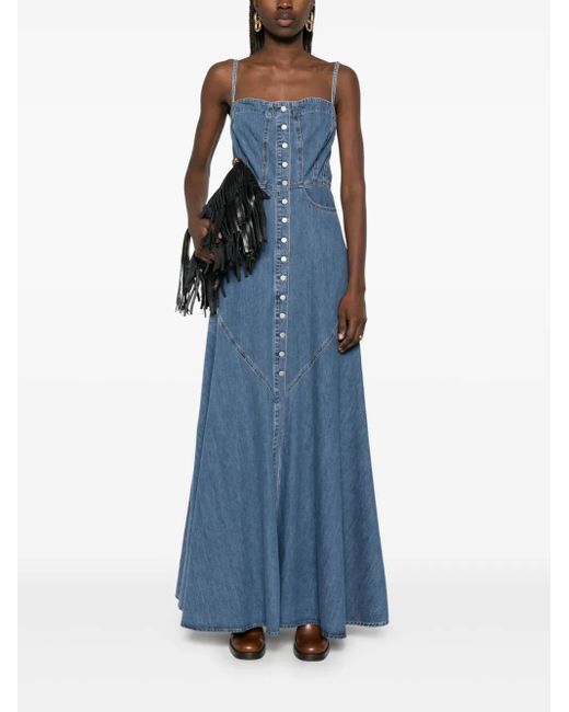 AG Jeans Denim Maxi Dress in Blue | Lyst