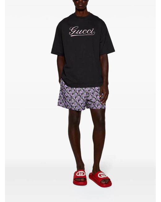 Gucci Interlocking G Pool Slides in Red for Men | Lyst