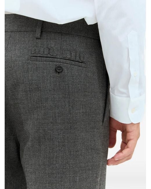 Miu Miu Logo-Patch Trousers in Grey for Men | Lyst UK
