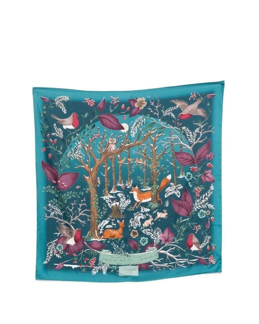 Aspinal of London Woodland Print Scarf in Blue | Lyst UK