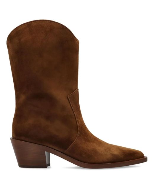 Gianvito Rossi Suede Western Boots in Brown | Lyst
