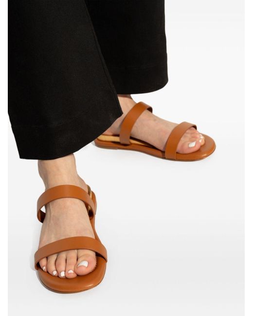 Casadei Leather Slides in Brown | Lyst