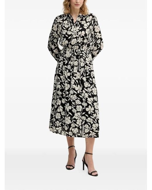 Benetton Floral-Print Midi Dress in White | Lyst
