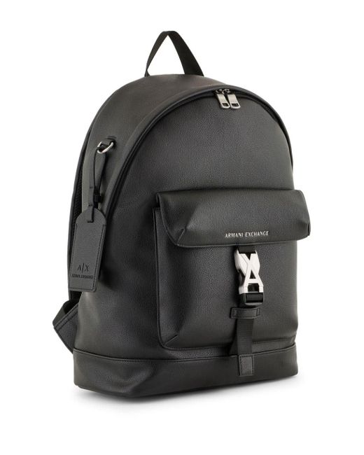 ARMANI EXCHANGE Logo Tag Zipped Backpack in Black for Men | Lyst
