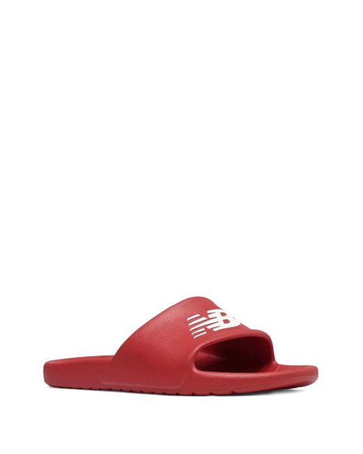 New Balance Logo-Embossed Slides in Red for Men | Lyst