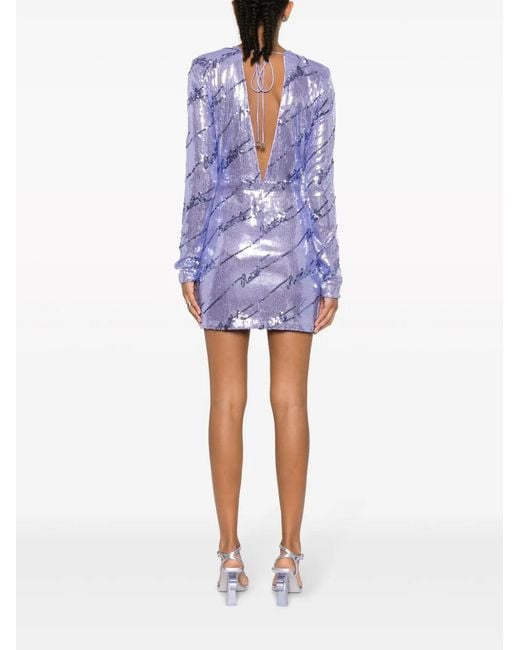 ROTATE BIRGER CHRISTENSEN Logo-Embellished Sequin Minidress in Blue ...