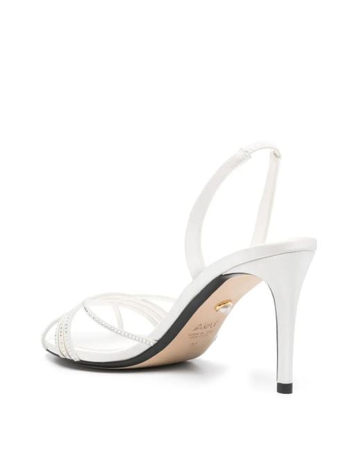 ALEVI 80Mm Crystal-Embellished Sandals in White | Lyst