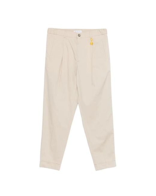 Manuel Ritz Belt-Loop Pleated Trousers in White for Men | Lyst