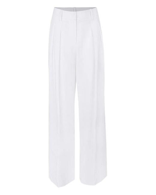 Michael Kors Pleated Wide-Leg Trousers in White | Lyst UK