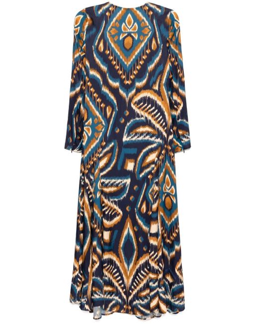 FARM Rio Long Sleeve Satin Maxi Dress in Blue | Lyst