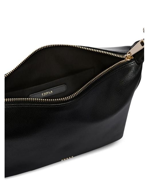Furla Tonie Textured Shoulder Bag in Black | Lyst UK