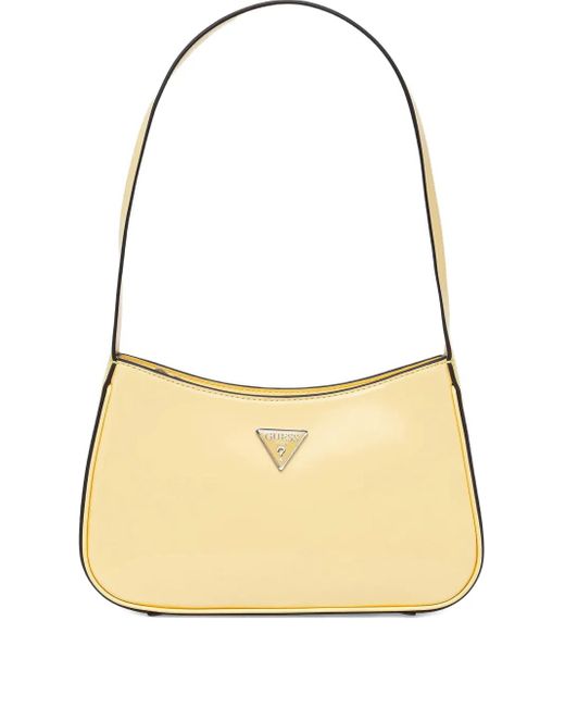 Guess Arnela Triangle-Logo Shoulder Bag in Natural | Lyst UK