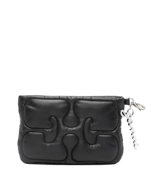 Ganni Quilted Chain Purse in Black | Lyst UK