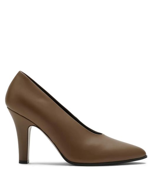 The Row 90Mm Leather Pumps in Brown | Lyst