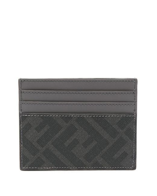 Fendi FF-Print Calf Leather Cardholder in Gray for Men | Lyst