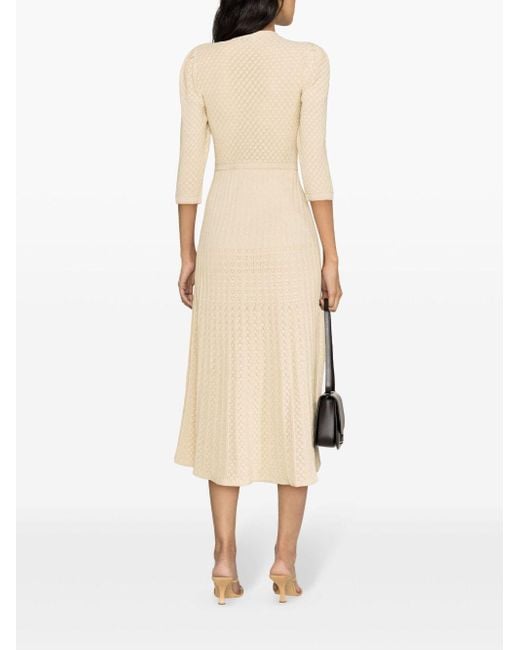 Sandro Metallic-threading Knitted Maxi Dress in Natural | Lyst