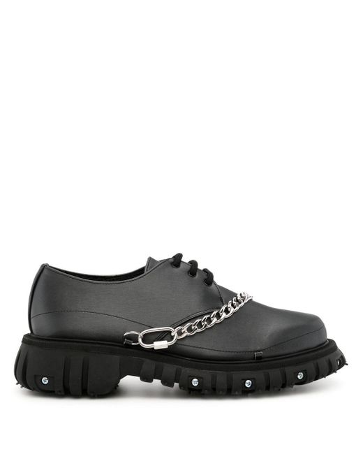 In Gold We Trust Chain-Trim Leather Derby Shoes in Black for Men | Lyst