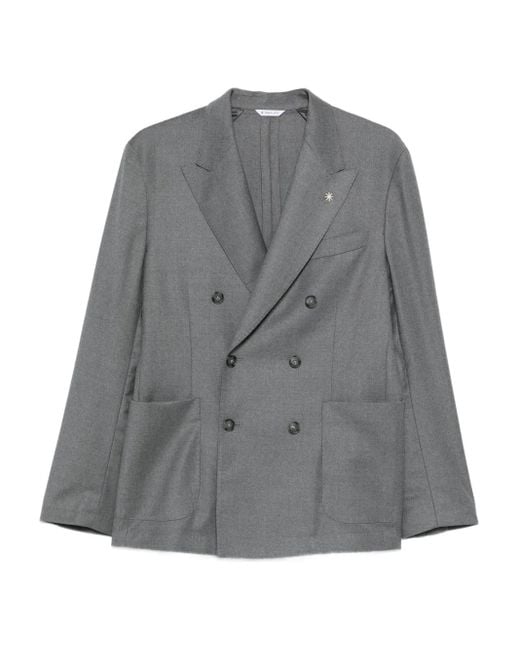 Manuel Ritz Double-Breasted Blazer in Grey for Men | Lyst UK