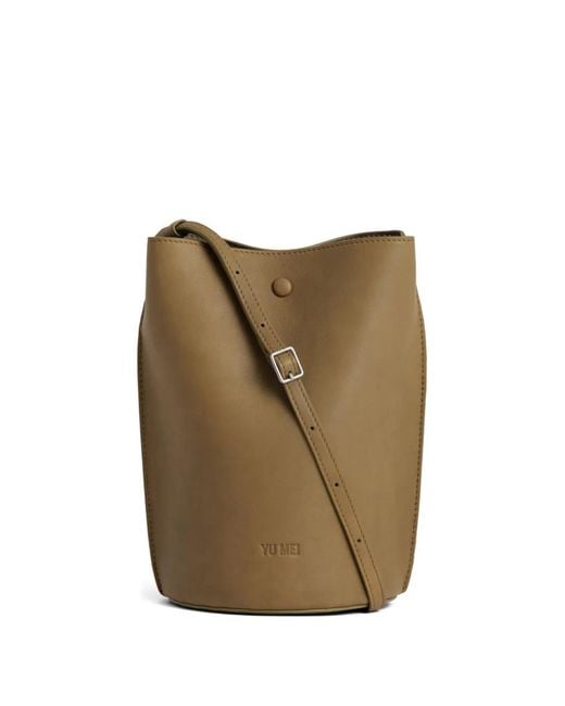 Yu Mei Phoebe Leather Bucket Bag in Green | Lyst