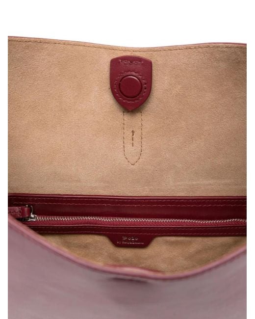 Polo Ralph Lauren Logo-Clasp Leather Shoulder Bag in Red | Lyst