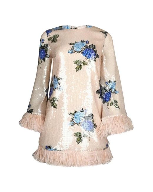 Borgo De Nor Stevie Sequin Feather Dress in White | Lyst UK