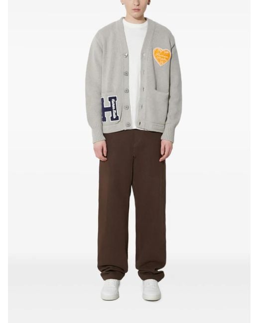 Human Made Heart-Patch Cardigan in White for Men | Lyst