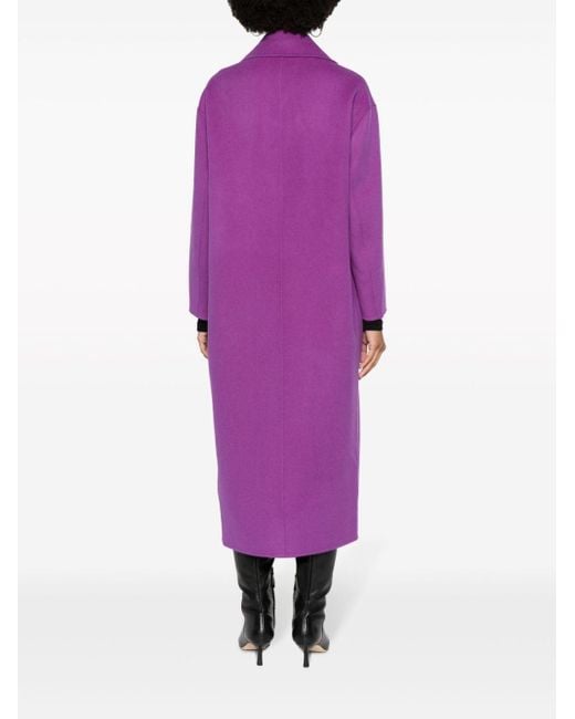 Arma Double-breasted Wool Maxi Coat in Purple | Lyst