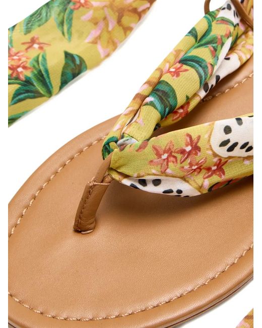FARM Rio Biriba Floral-Print Scarf-Strap Sandals in Metallic | Lyst