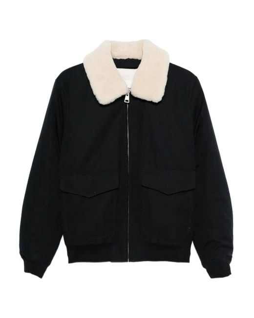 Sandro Shearling-Collar Zip-Front Jacket in Black for Men | Lyst UK