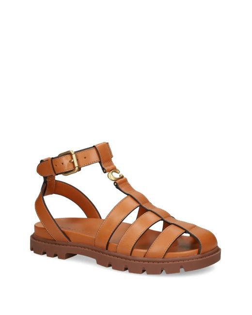 COACH Leather Sandals in Brown | Lyst