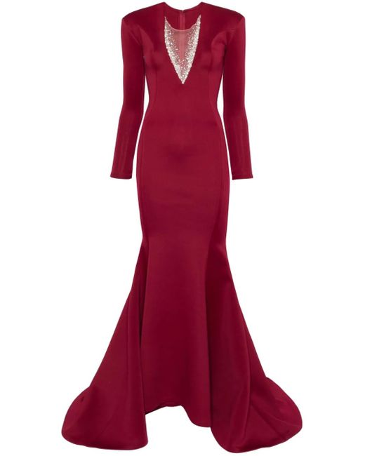 AAVVA Crystal-Embellished Mermaid Gown in Red | Lyst